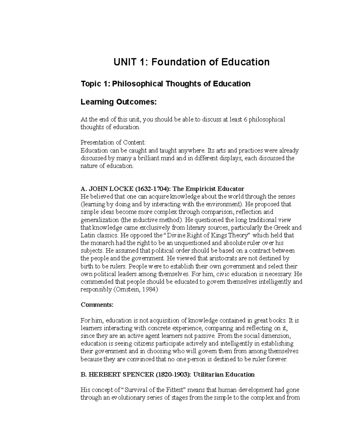 1-EDU-32-UNIT-1- Topic-1 - UNIT 1: Foundation of Education Topic 1 ...