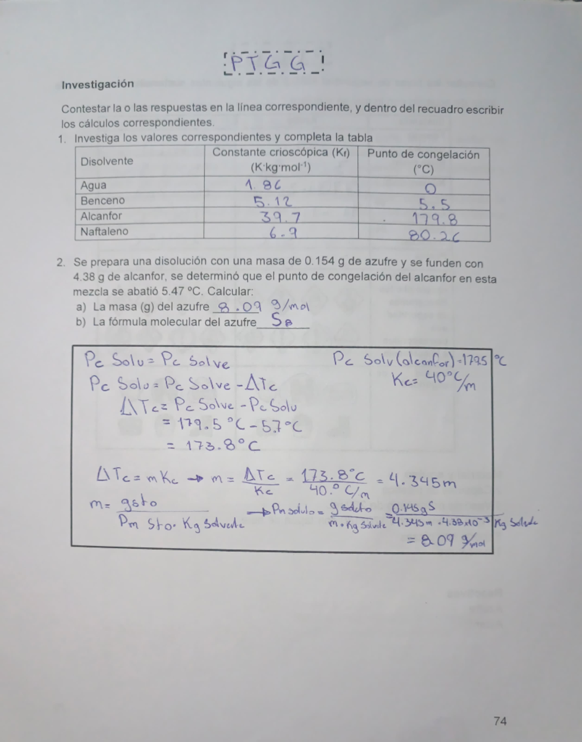 Inv 11 PTGG Disoluciones - Investigación Contestar la o las respuestas ...