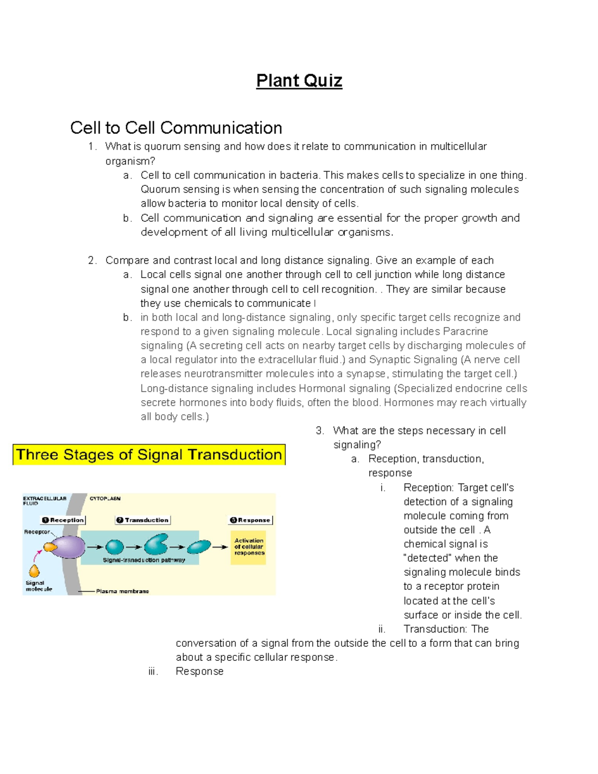 Plant Kingdom Quiz - Plant Quiz Cell to Cell Communication What is ...