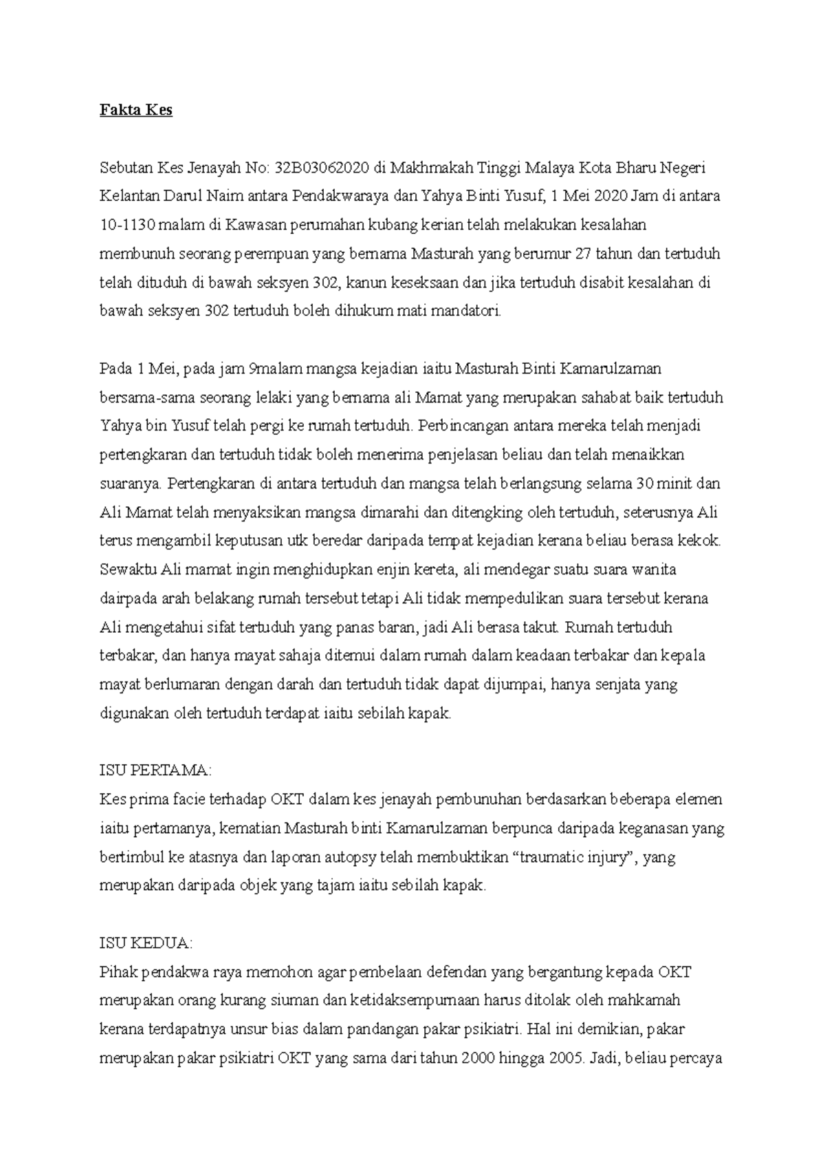 Factual information for assignment 1 - Fakta Kes Sebutan Kes Jenayah No ...