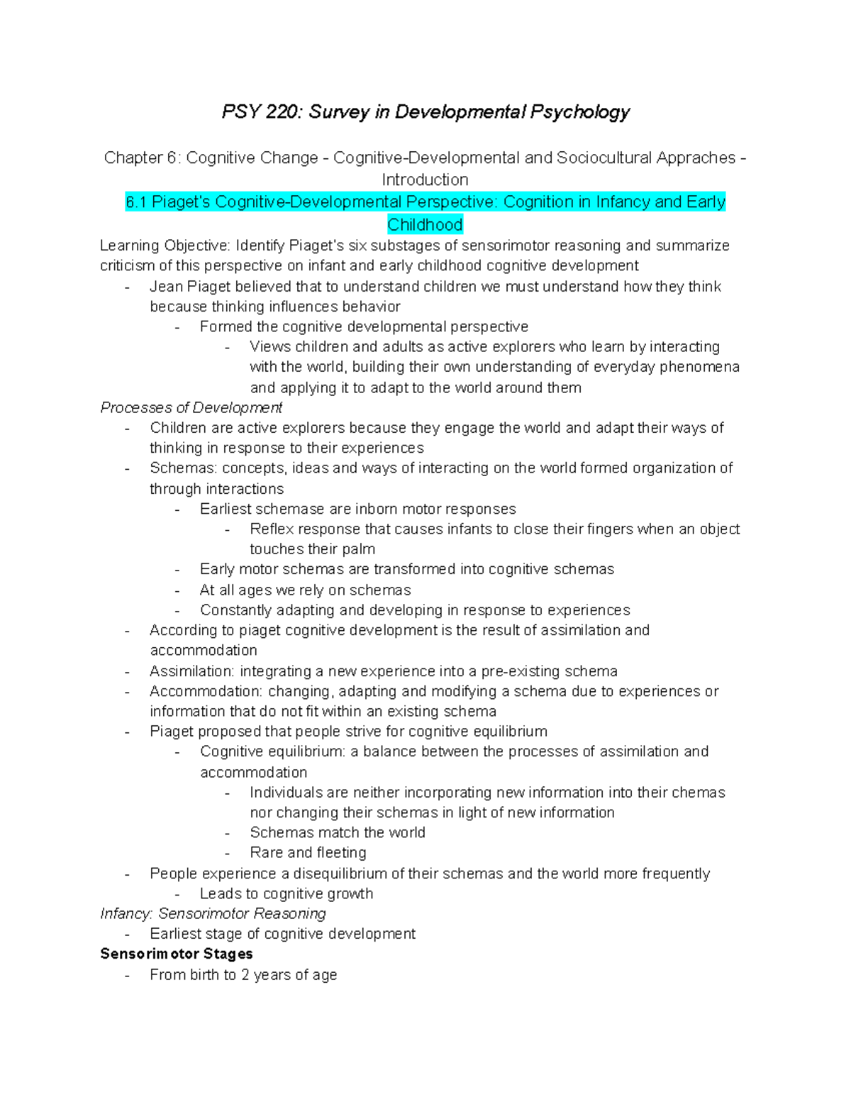 PSY 220 Midterm 2 - PSY 220: Survey in Developmental Psychology Chapter ...