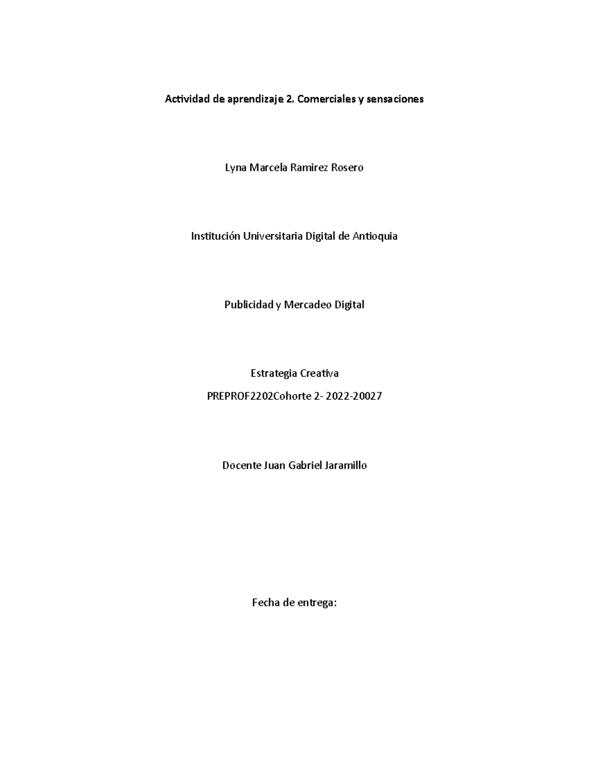 Ilide - no aplica - Actividad de aprendizaje 2. Comerciales y ...