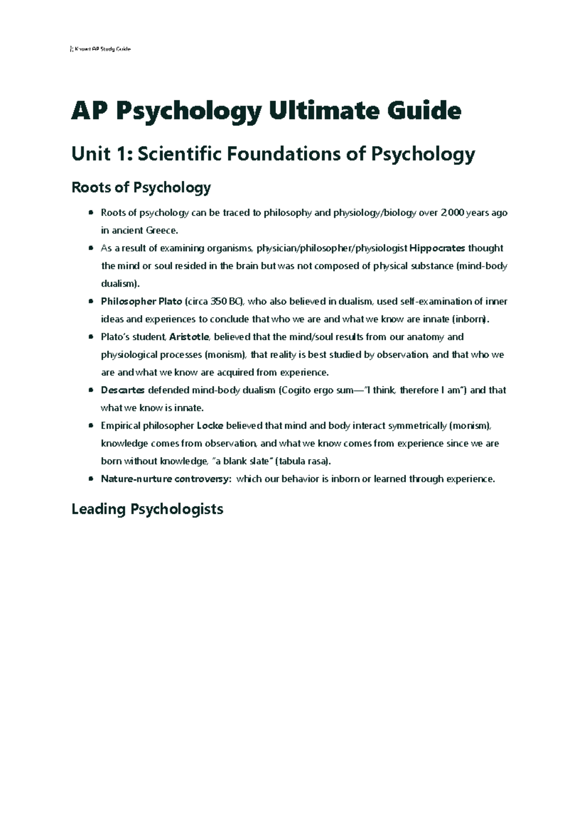 AP Psychology Ultimate Guide - As a result of examining organisms ...