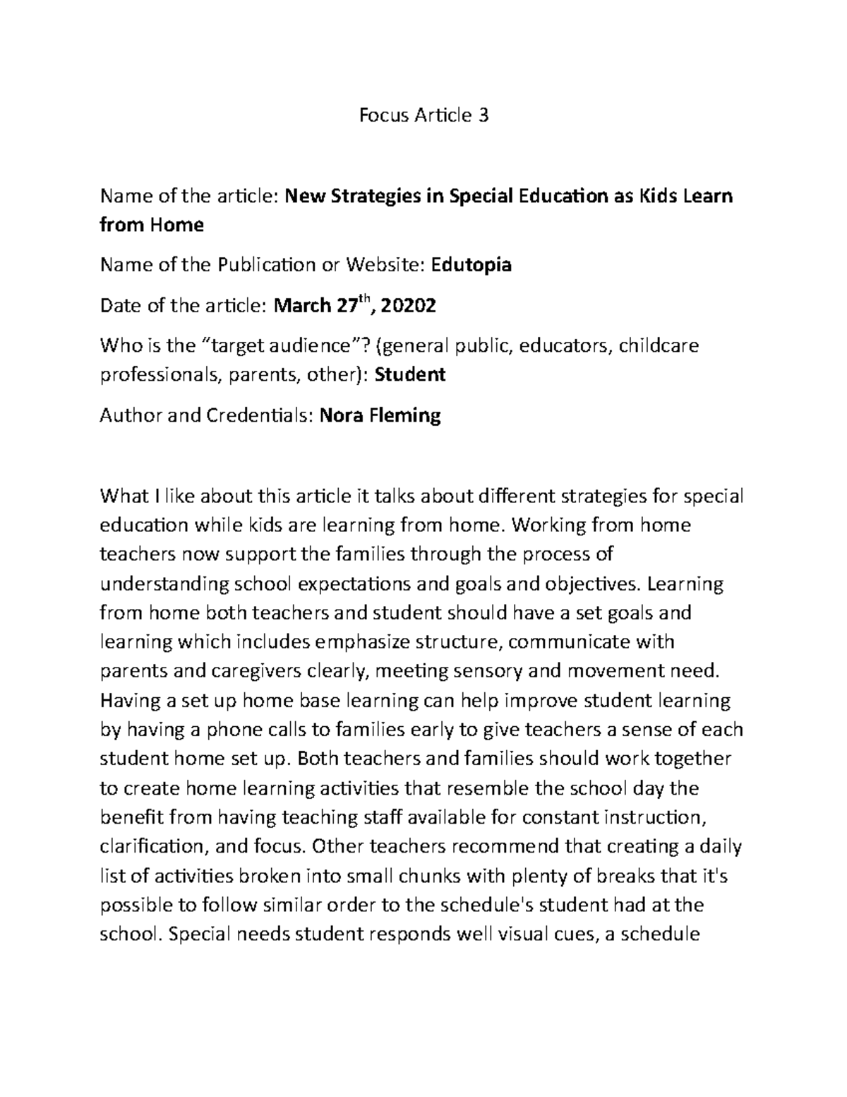 Focus Topic Article 3 - Will be helpful and useful - Focus Article 3 ...