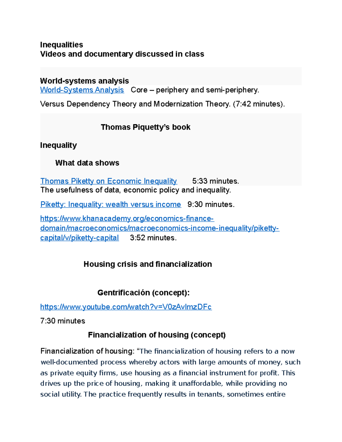 Documentaries - Sumamry - Inequalities Videos and documentary discussed ...