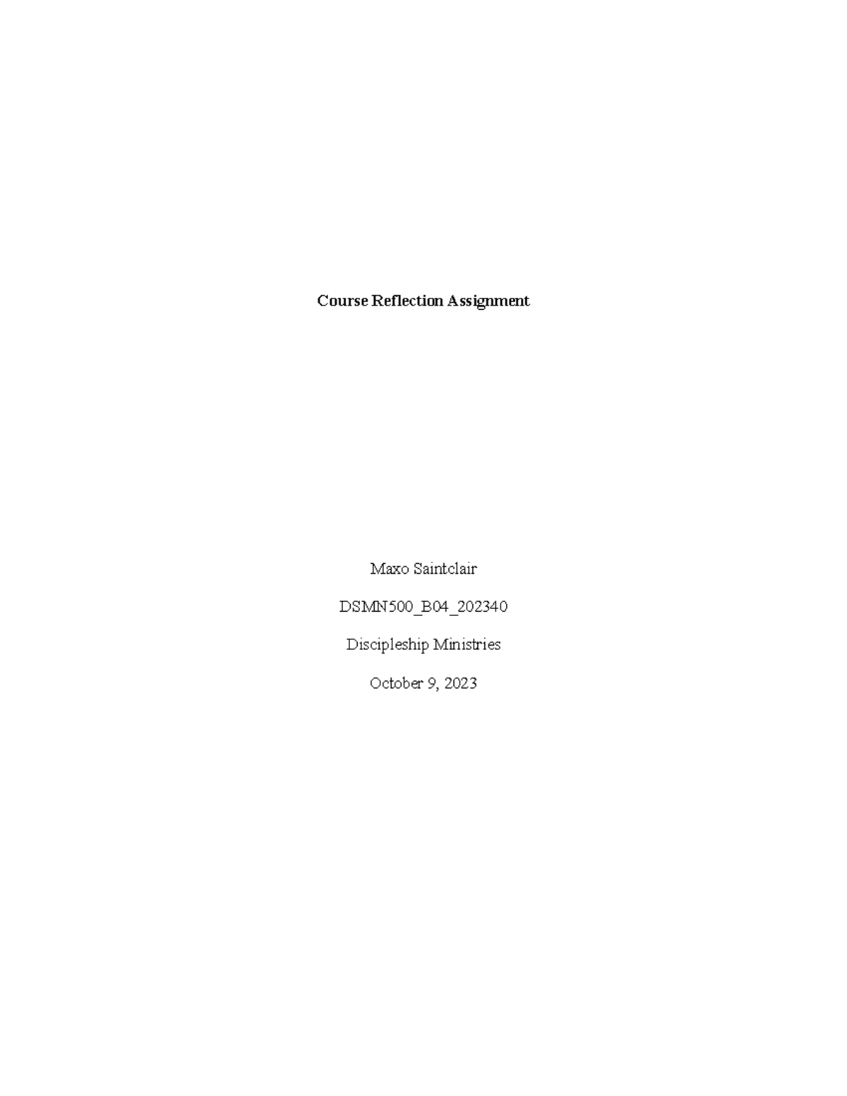 Course Reflection - foundations assignment - Course Reflection ...