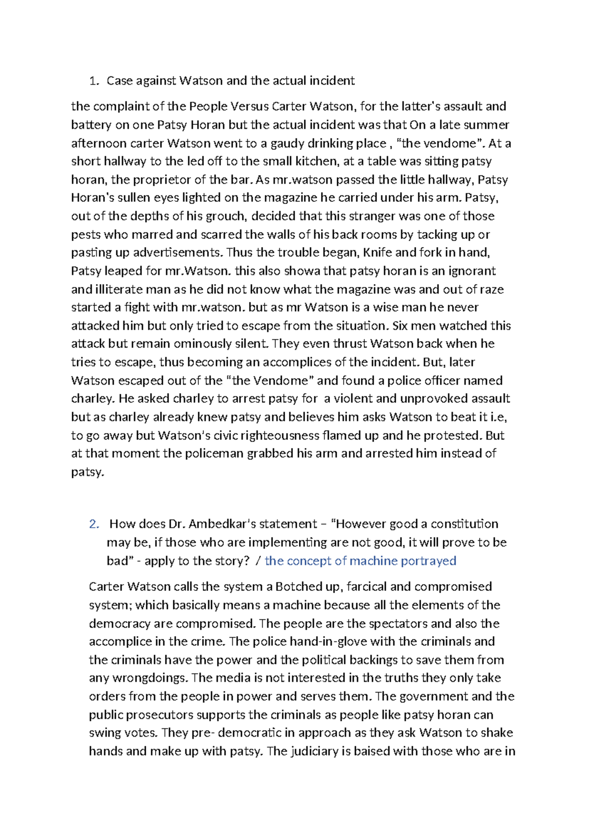 Benefit of the doubt carter watson - Case against Watson and the actual ...