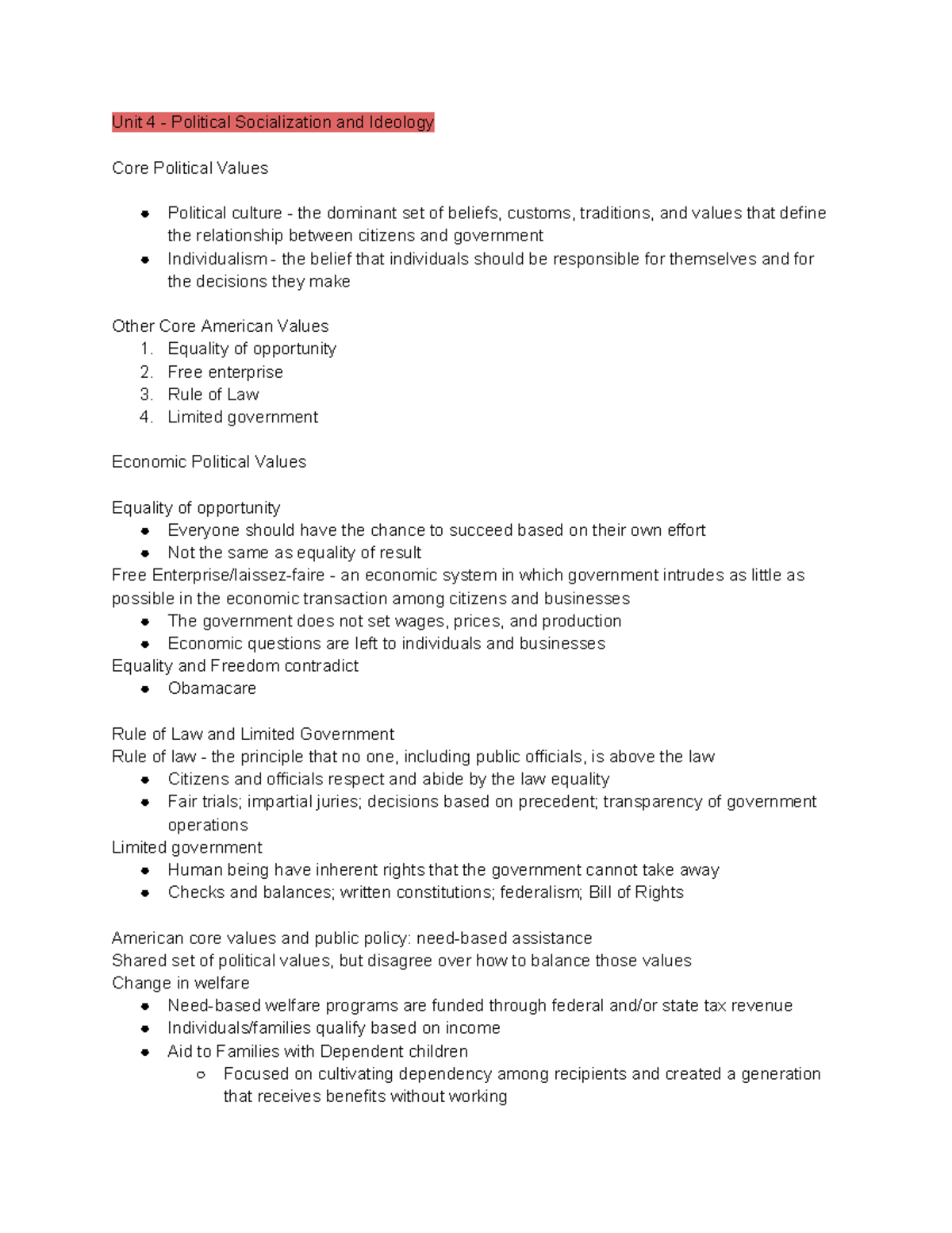 Unit 4 - Political Socialization and Ideology - Unit 4 - Political ...