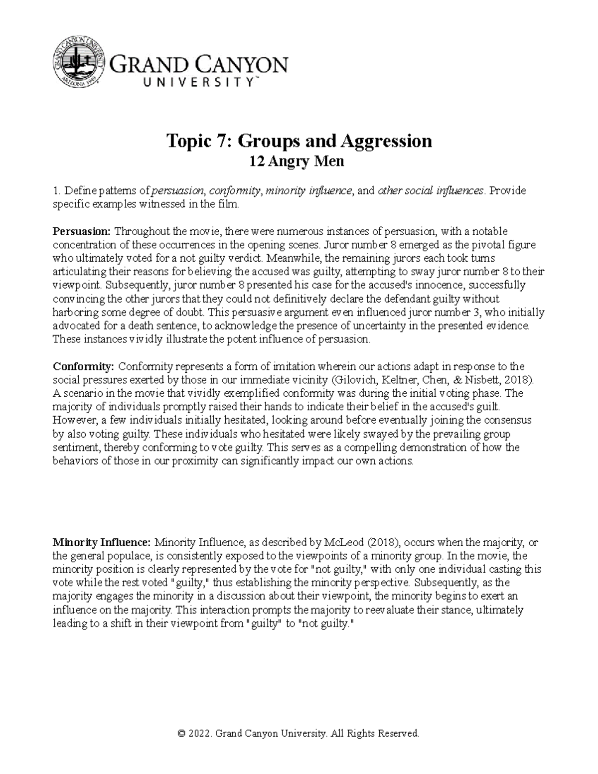 PSY362 RS T7 12Angry Men - Topic 7: Groups and Aggression 12 Angry Men ...