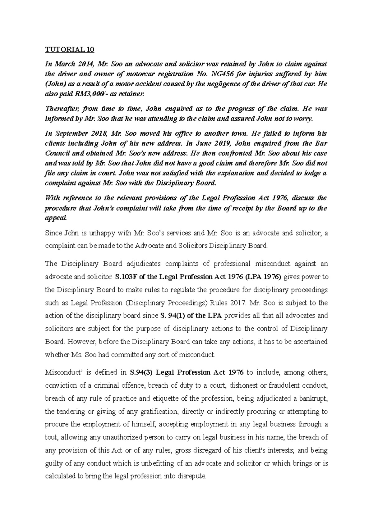 Tutorial 10 answer - Professional Practice I - MMU - Studocu