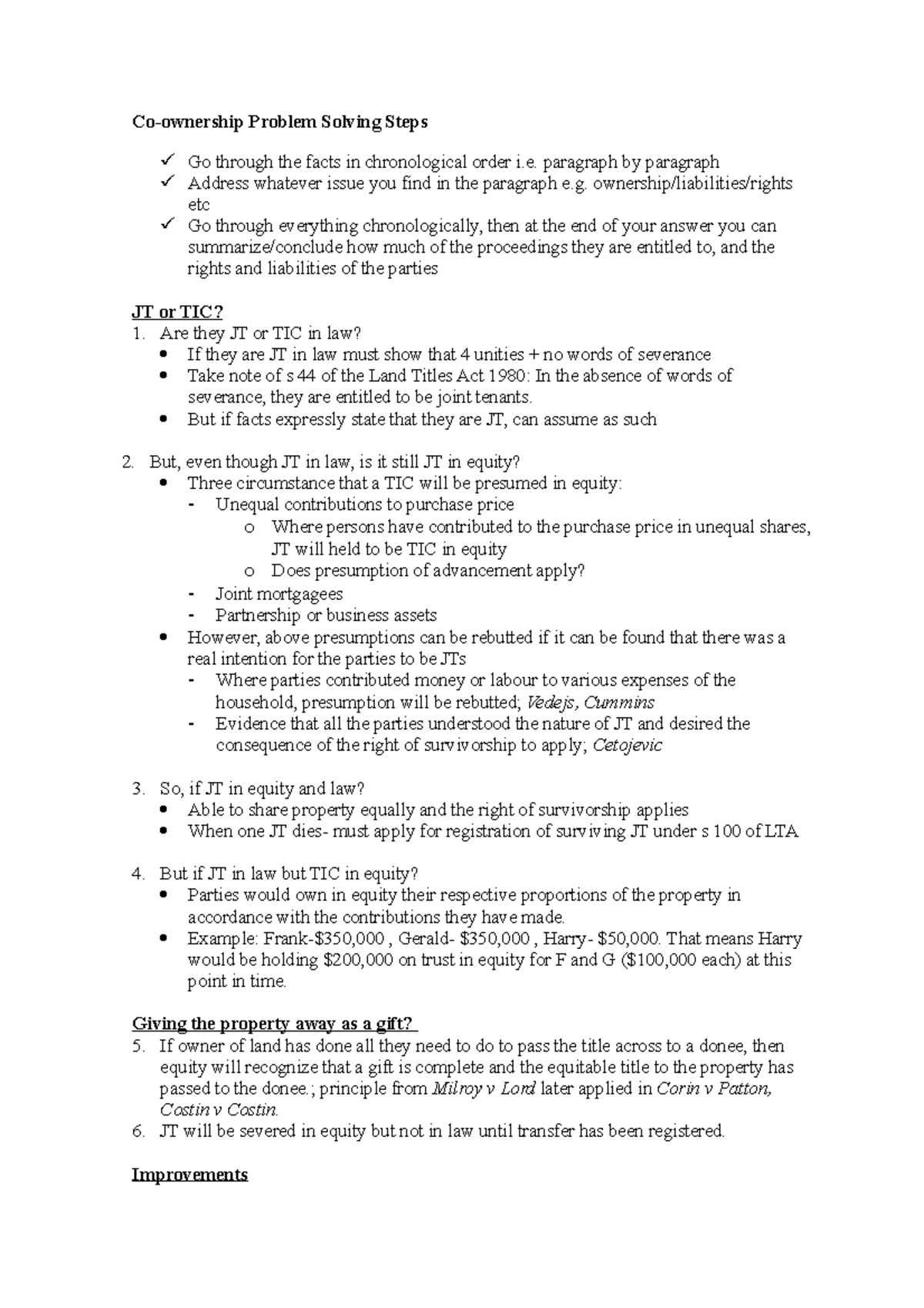 Practical - Final Overview - Co-ownership - Co-ownership Problem ...
