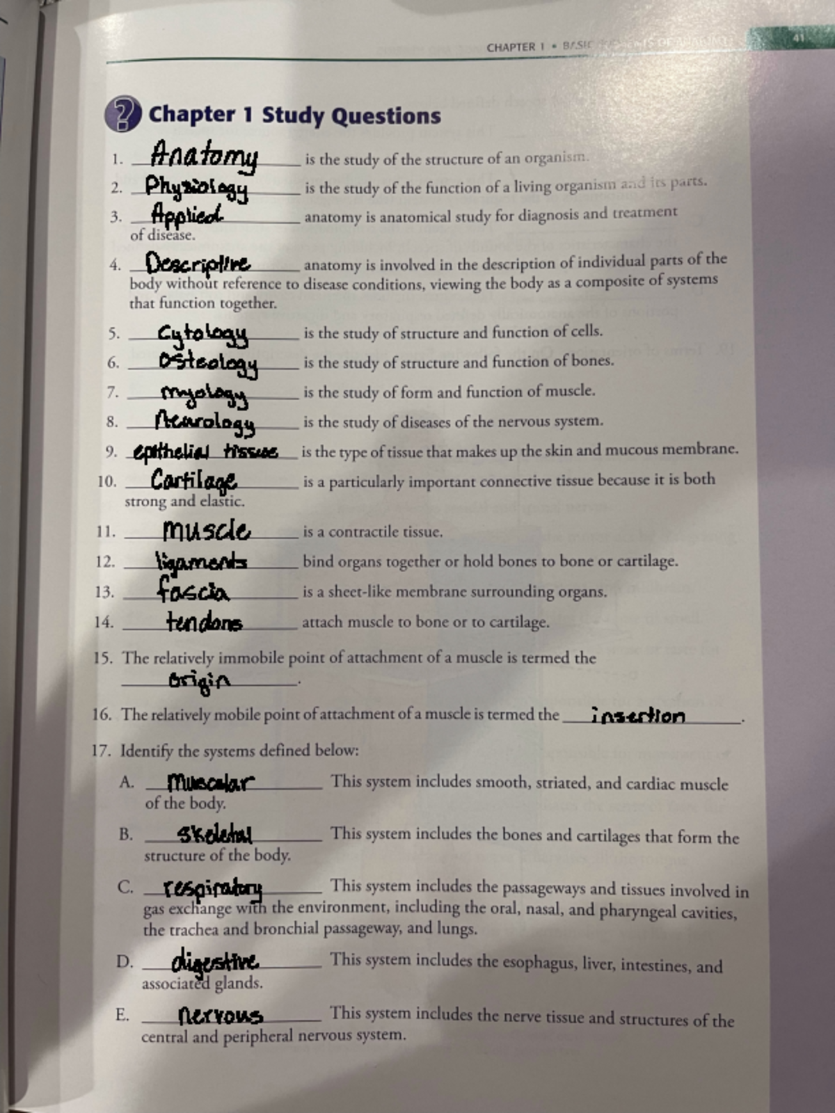 Workbook - Chapter 2 - Anatomy Physiology Applied Descriptive Cytology ...