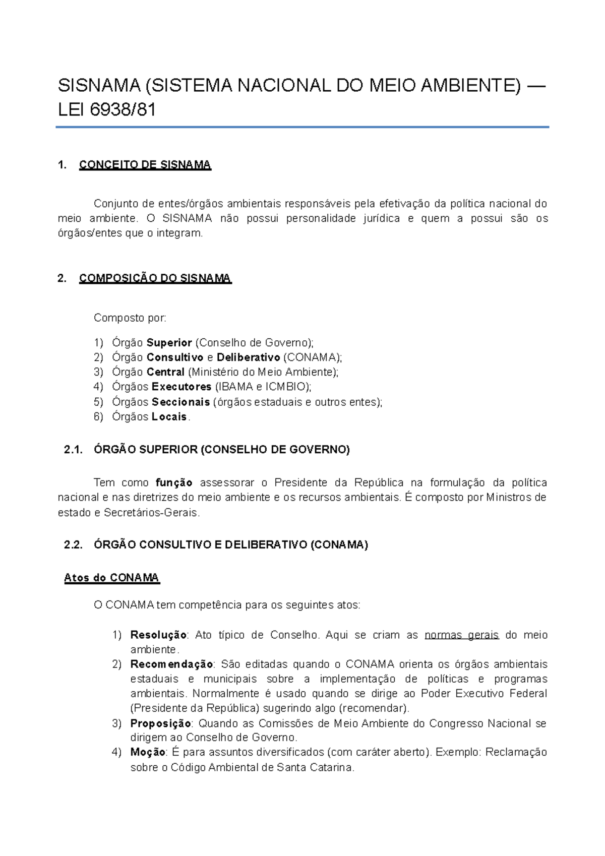 Sisnama ( Sistema Nacional DO MEIO Ambiente) - SISNAMA (SISTEMA ...