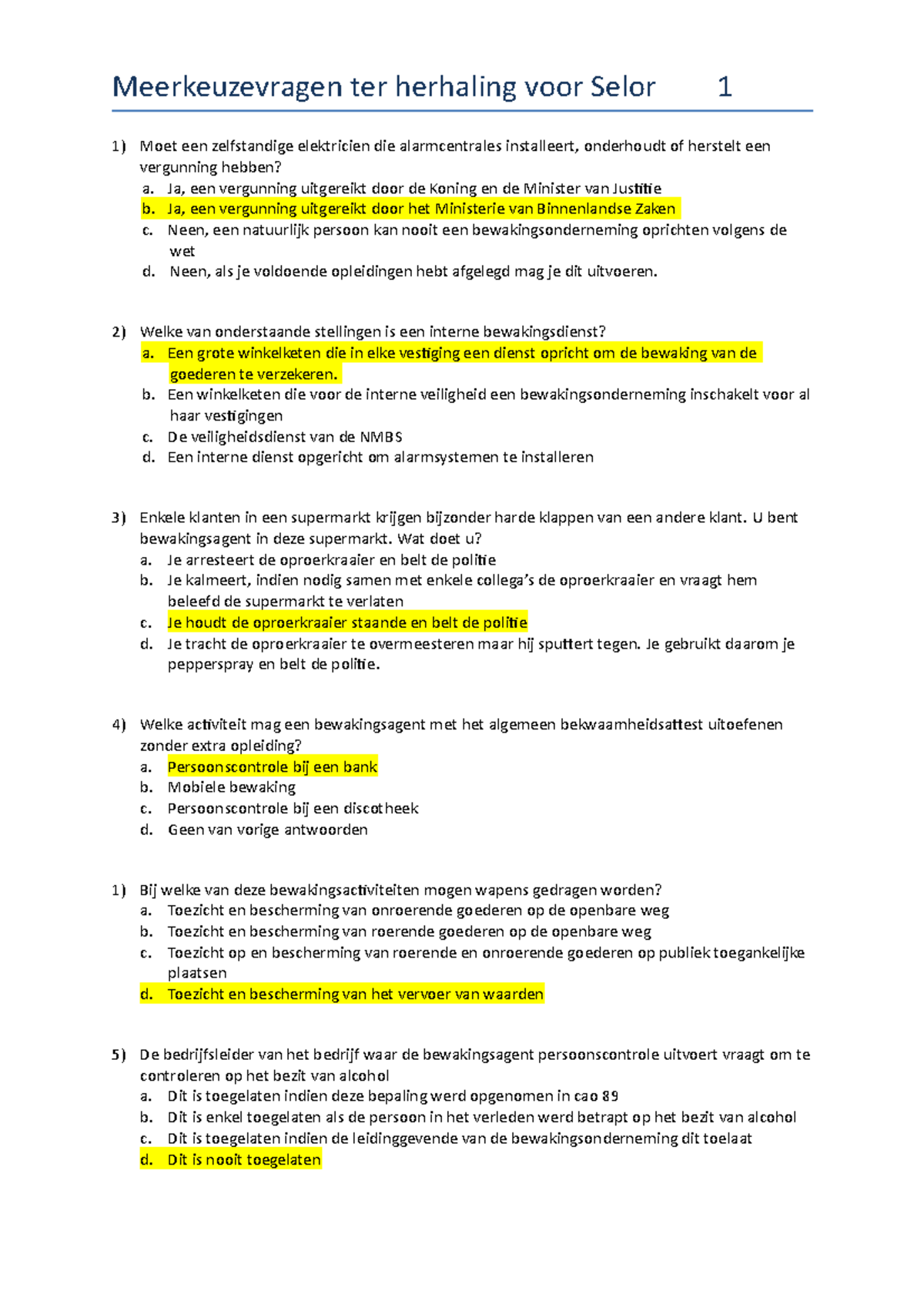 Meerkeuzevragen 1 Selor - Meerkeuzevragen ter herhaling voor Selor 1 ...