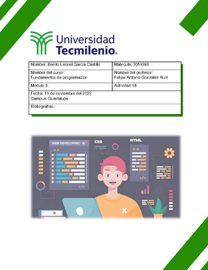 Evidencia 3 fundamentos de programacion - Fecha: 2 /1 2 / Materia ...