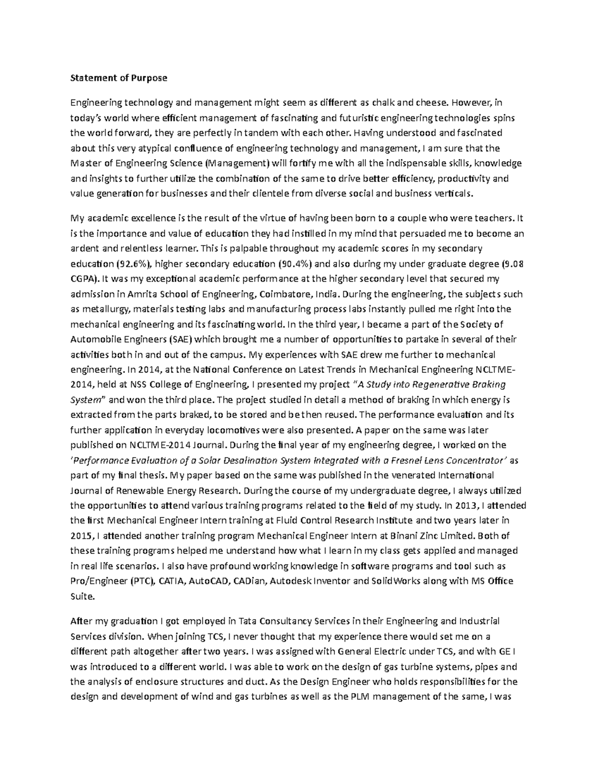 SOP-Hari - it has assignments of vit - Statement of Purpose Engineering ...