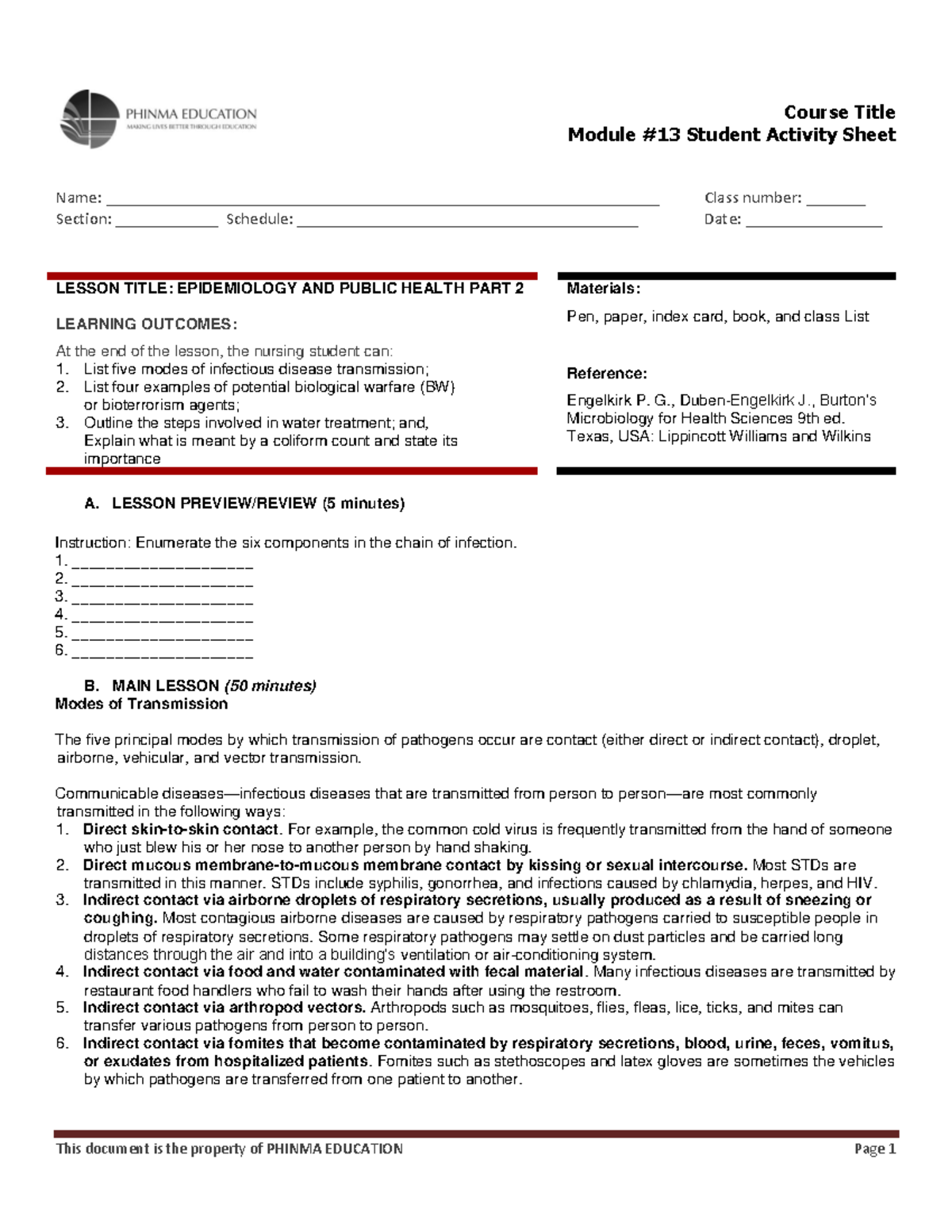 HES032 Lec Session #13 - Module #13 Student Activity Sheet Name: - Studocu