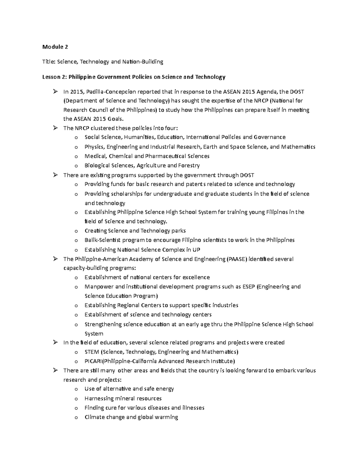 STS M-2 L-2 - hehe - Module 2 Title: Science, Technology and Nation ...