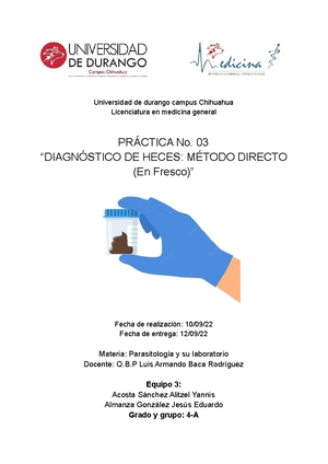 Caso clínico semana 2- parasito - Parasitología y su Laboratorio ...