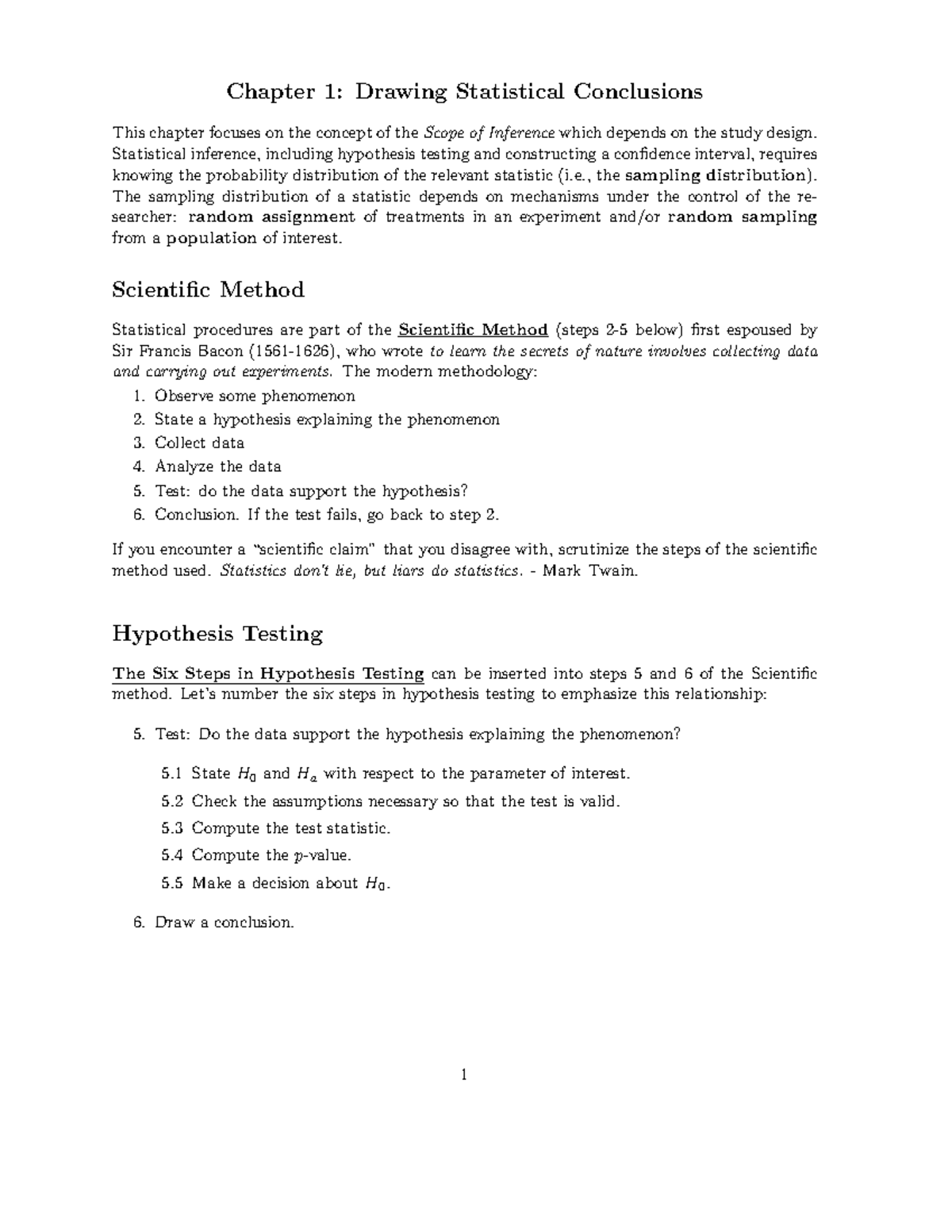 Chapter 1 - Module - Chapter 1: Drawing Statistical Conclusions This ...