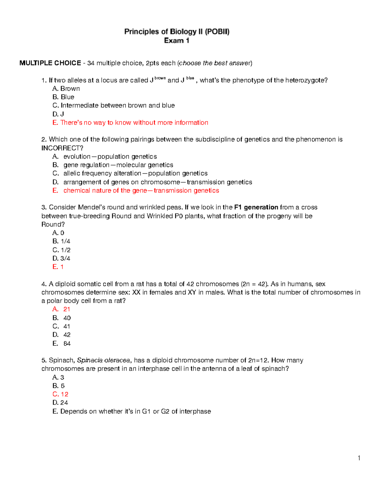 Exam 11 - KEY - Practice Exam - MULTIPLE CHOICE - 34 multiple choice ...