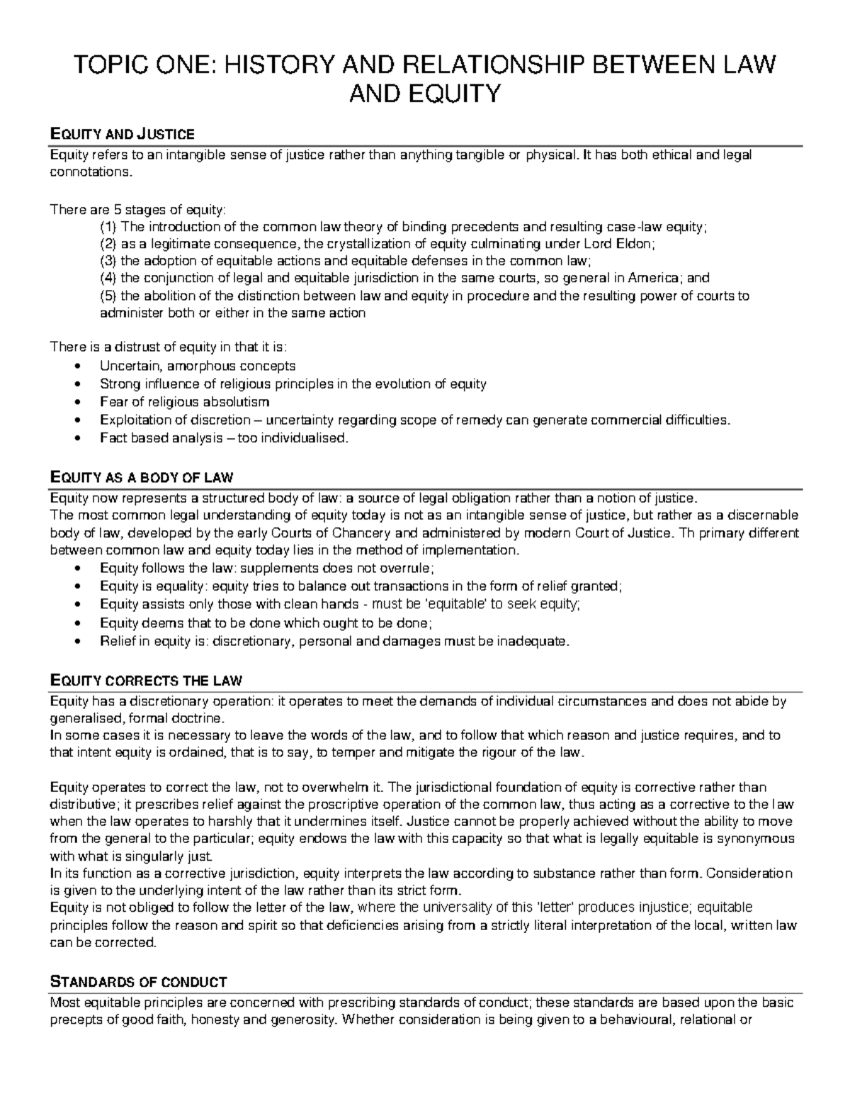 Equity document - Notes - TOPIC ONE: HISTORY AND RELATIONSHIP BETWEEN ...
