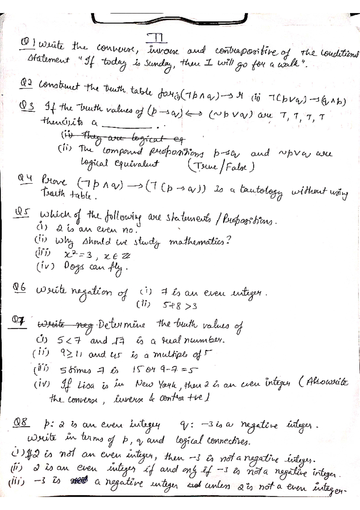MTH401 T1 1 - math - F 0 write the converse, inverse and contrapositive ...