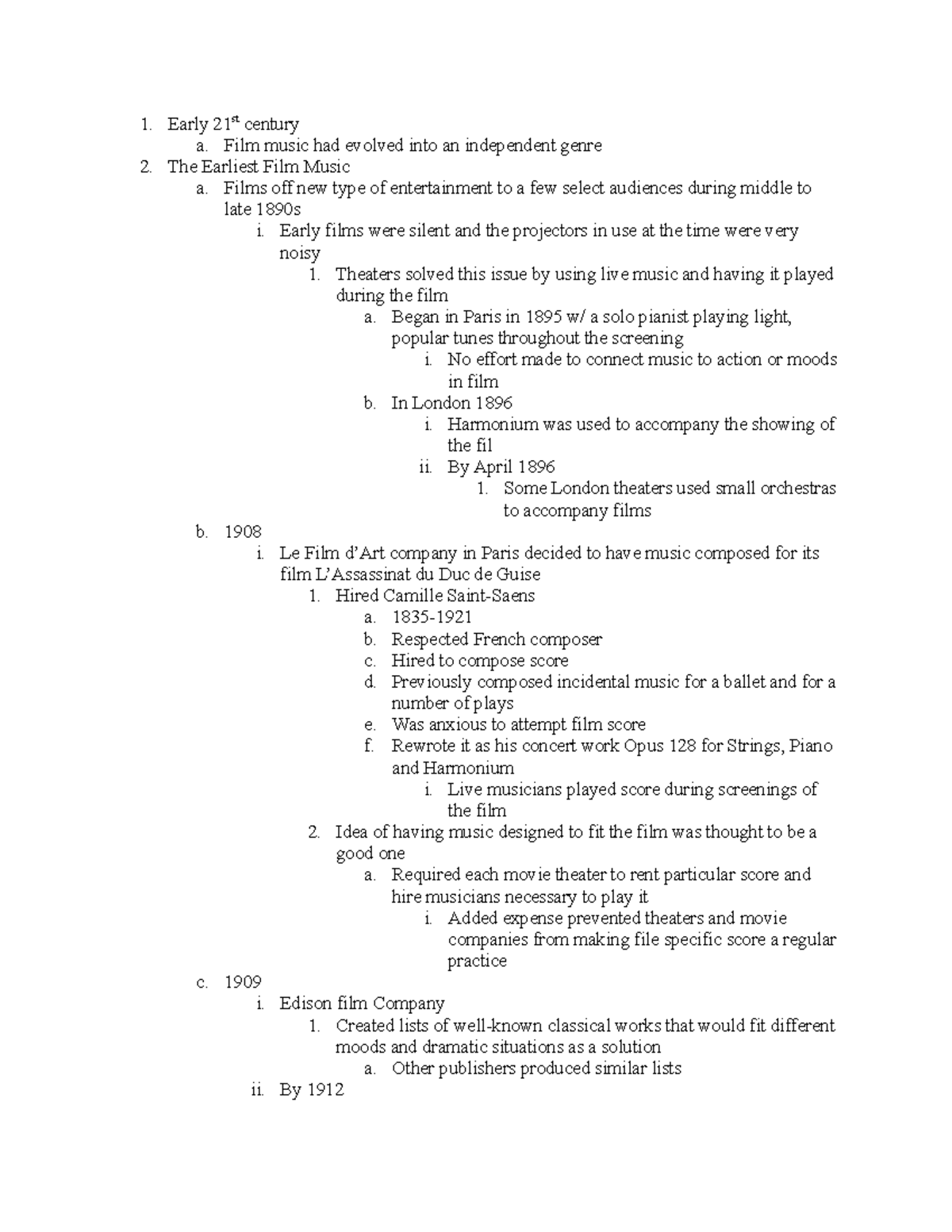 36. Film Music - Book Notes - 1. Early 21st century a. Film music had ...