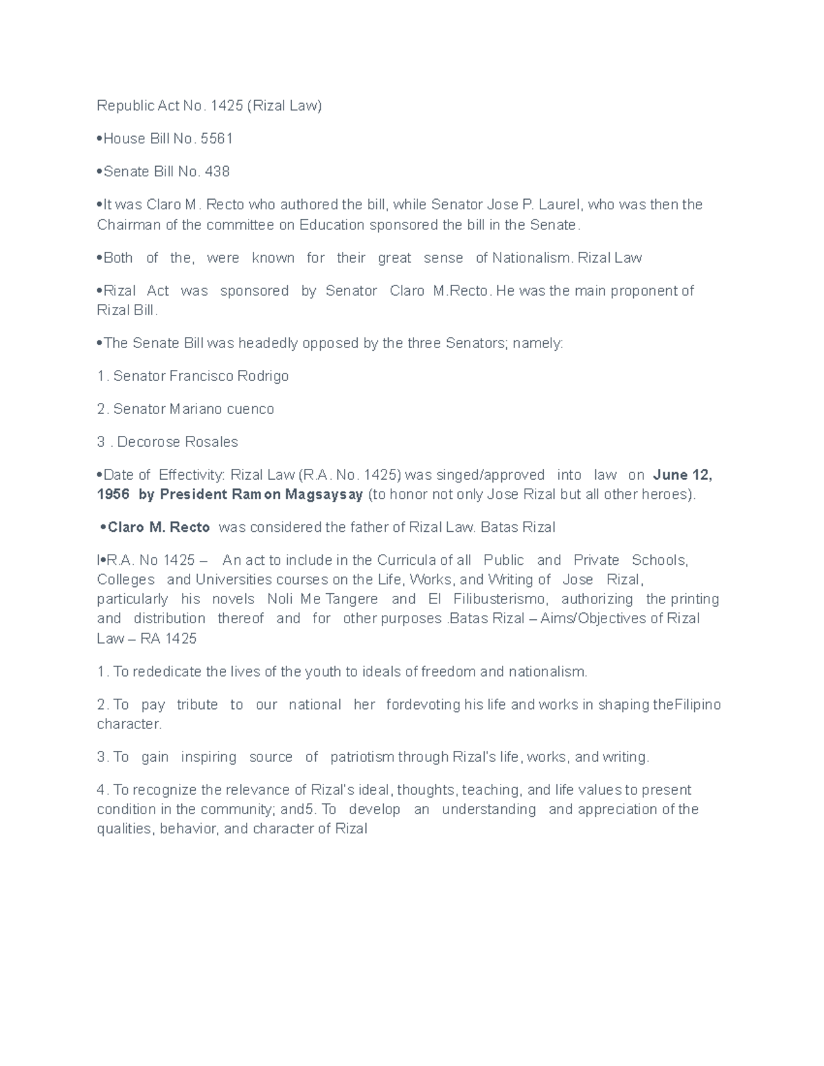 Republic Act No - just smile - Republic Act No. 1425 (Rizal Law) House ...