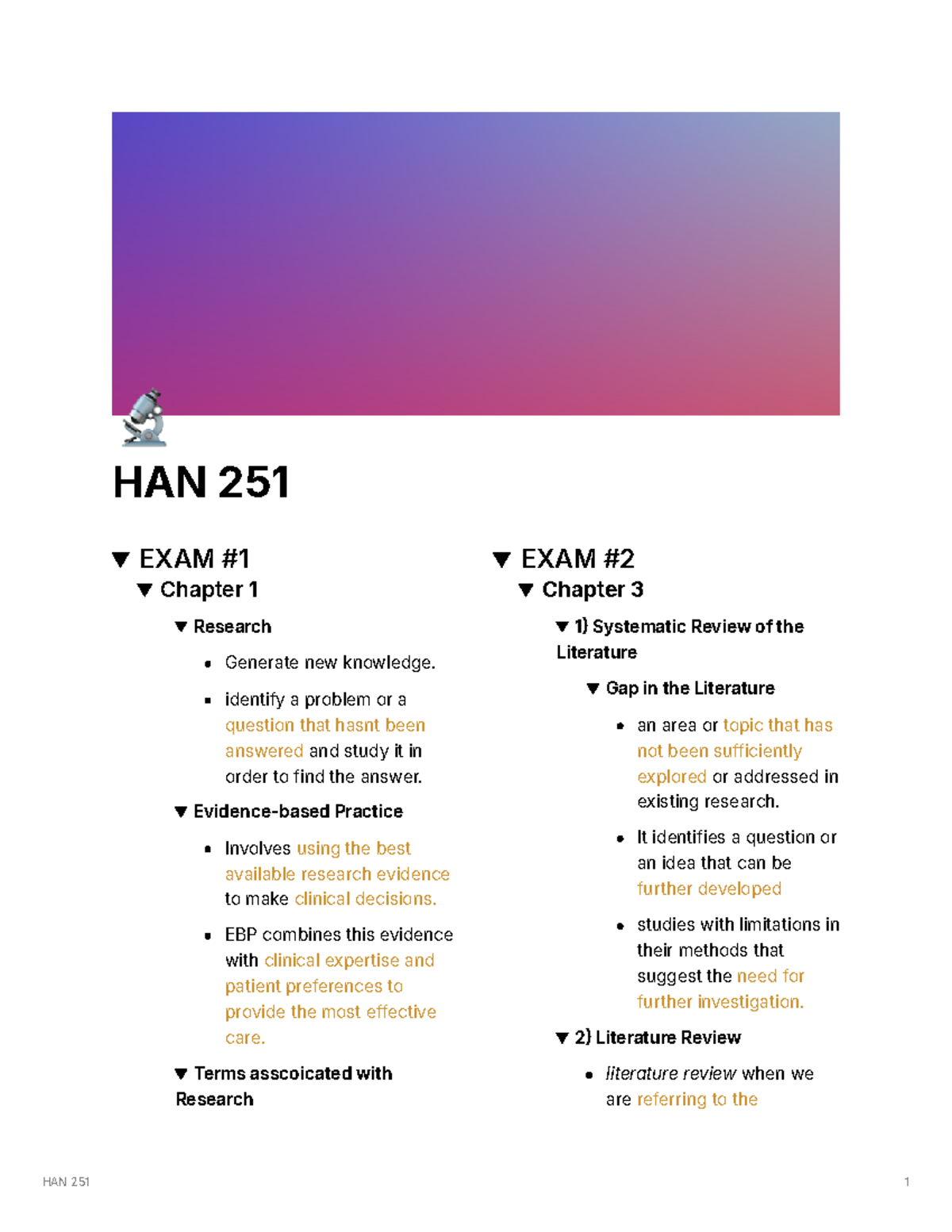 HAN 251 notes chapters 1-5 - 🔬 HAN 251 EXAM Chapter 1 Research Generate ...