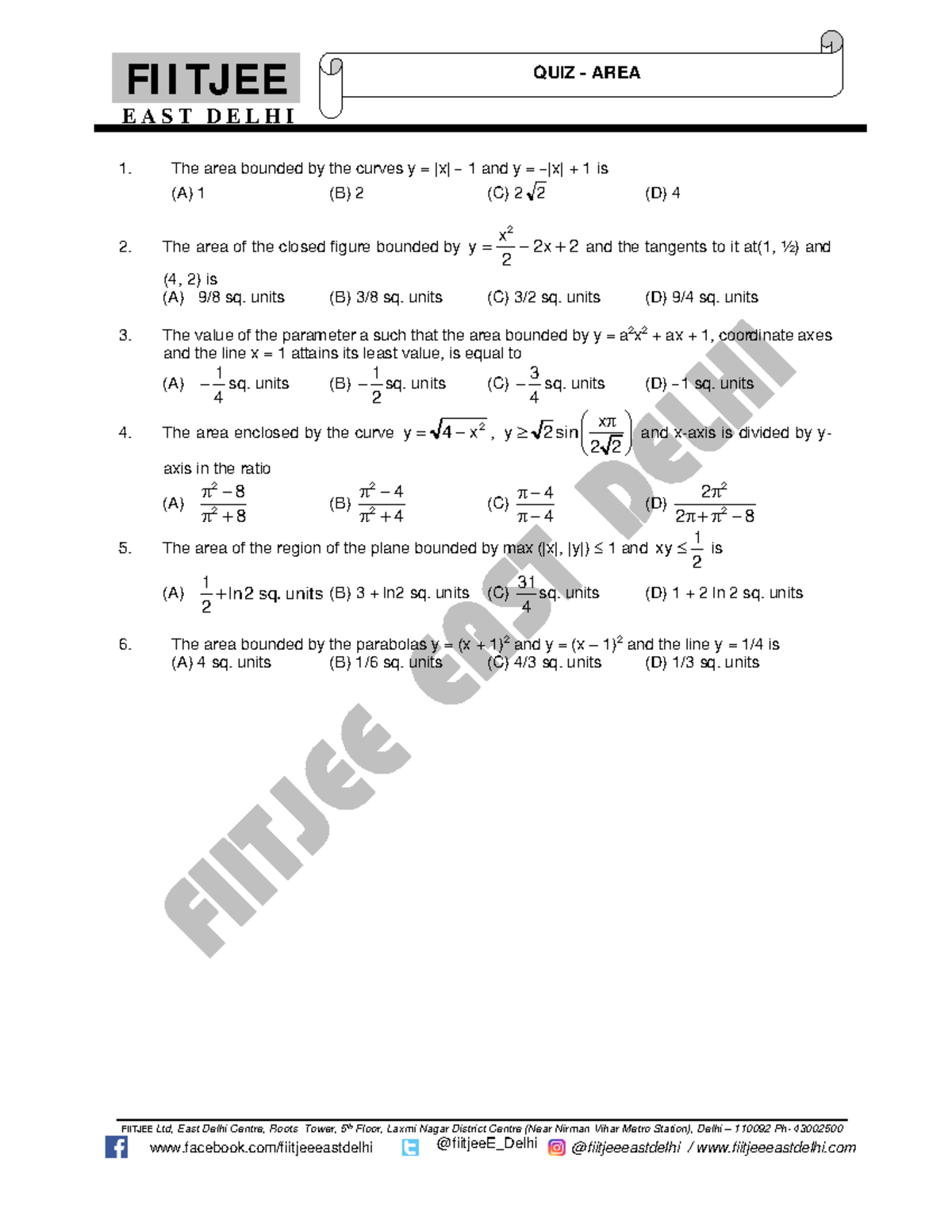 AREA-22 - L bozo - FIITJ EE E A S T D E L H I FIITJEE Ltd, East Delhi ...