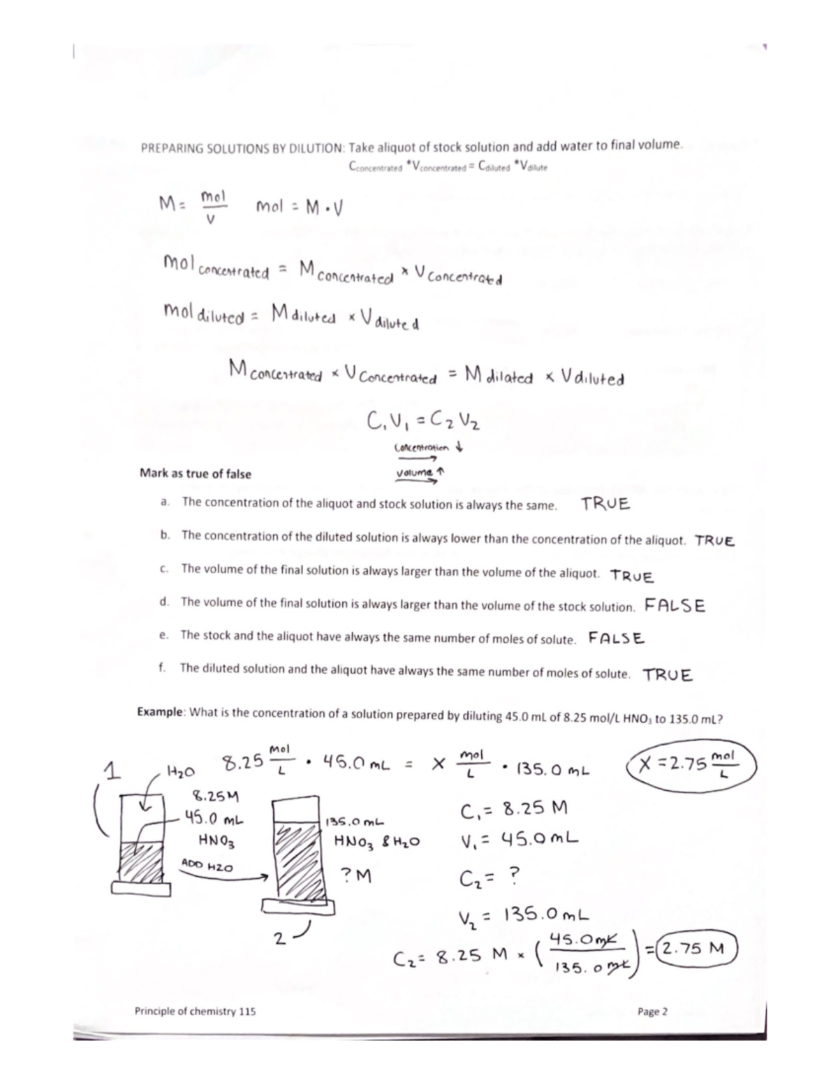 Preparing Solutions By Dilution - CH115 - Studocu