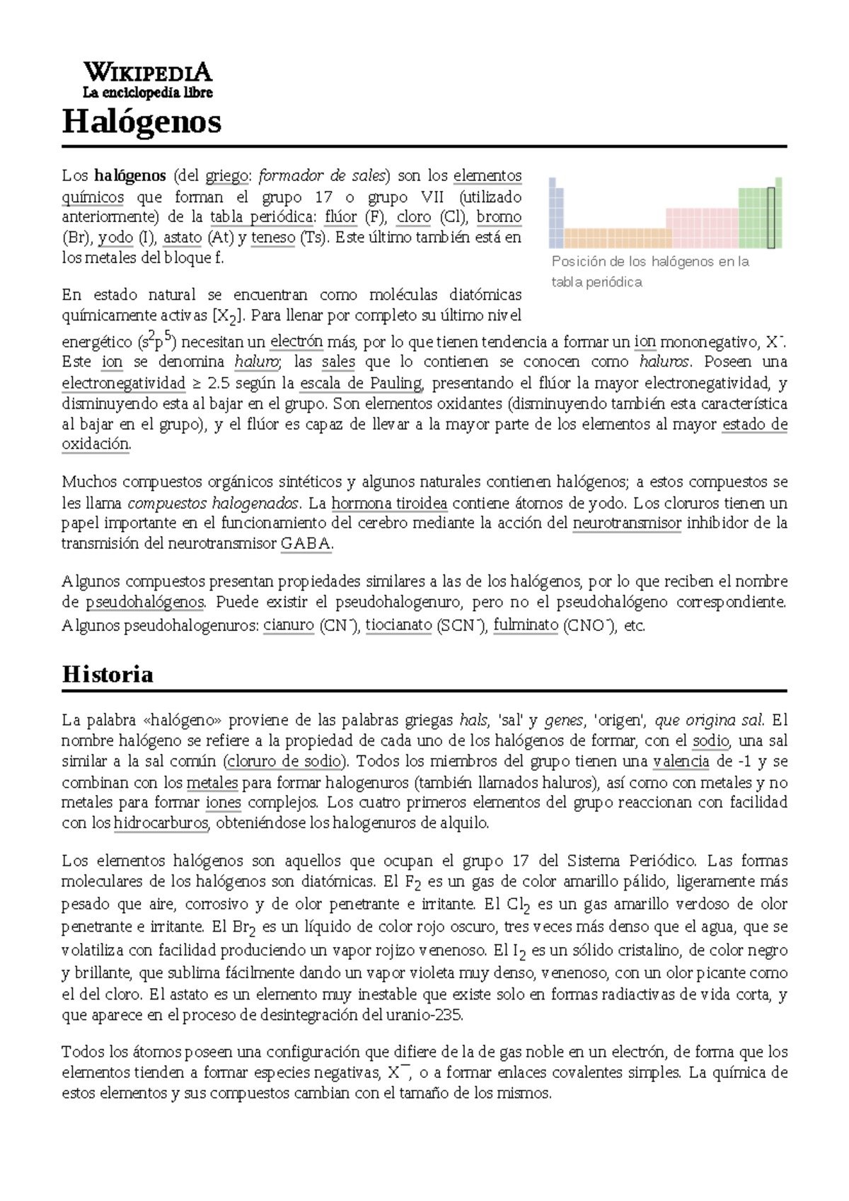 Halógenos - resumen de los halogenos - Posición de los halógenos en la tabla periódica Halógenos ...