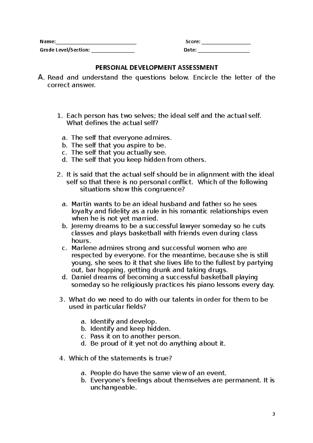 Per Dev Module 1 - Study Notes - Name ...