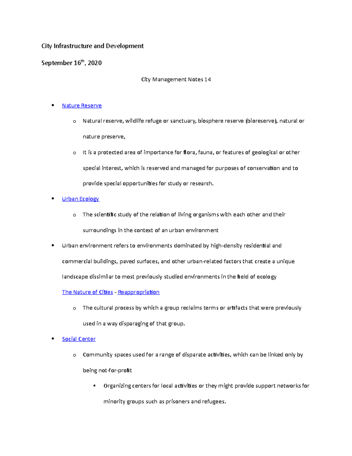 City Managements Notes 14 - City Infrastructure and Development ...