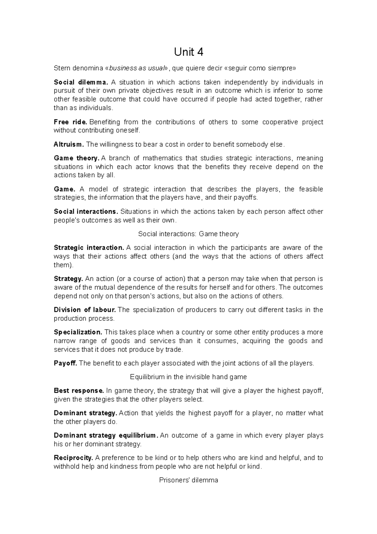 M3 Unit 4 - Definitions - Unit 4 Stern denomina « business as usual ...