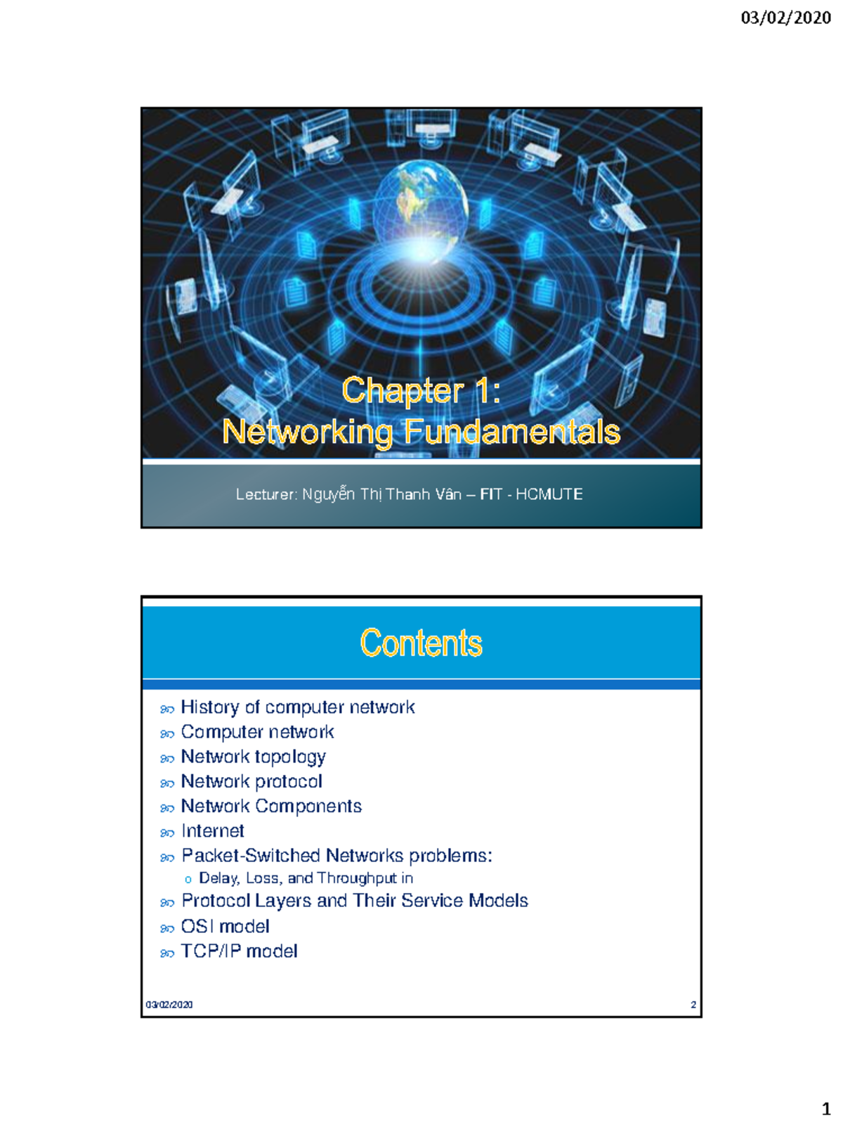 Chapter 1. Networking Fundamentals - Lecturer: Nguyễn Thị Thanh Vân FIT ...