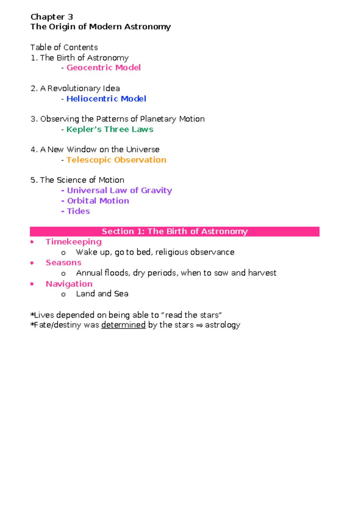 ASTR Chapter 3 - Astronomy - Chapter 3 The Origin of Modern Astronomy ...