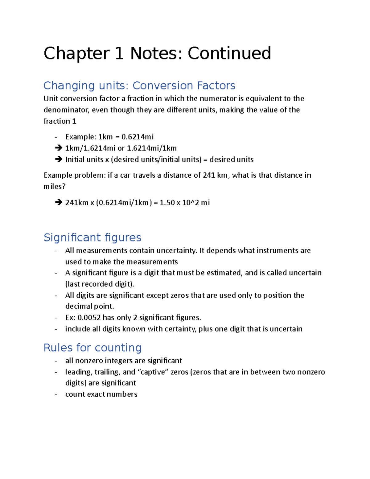 Chemistry Chapter 1 Notes part 4 - Chapter 1 Notes: Continued Changing ...