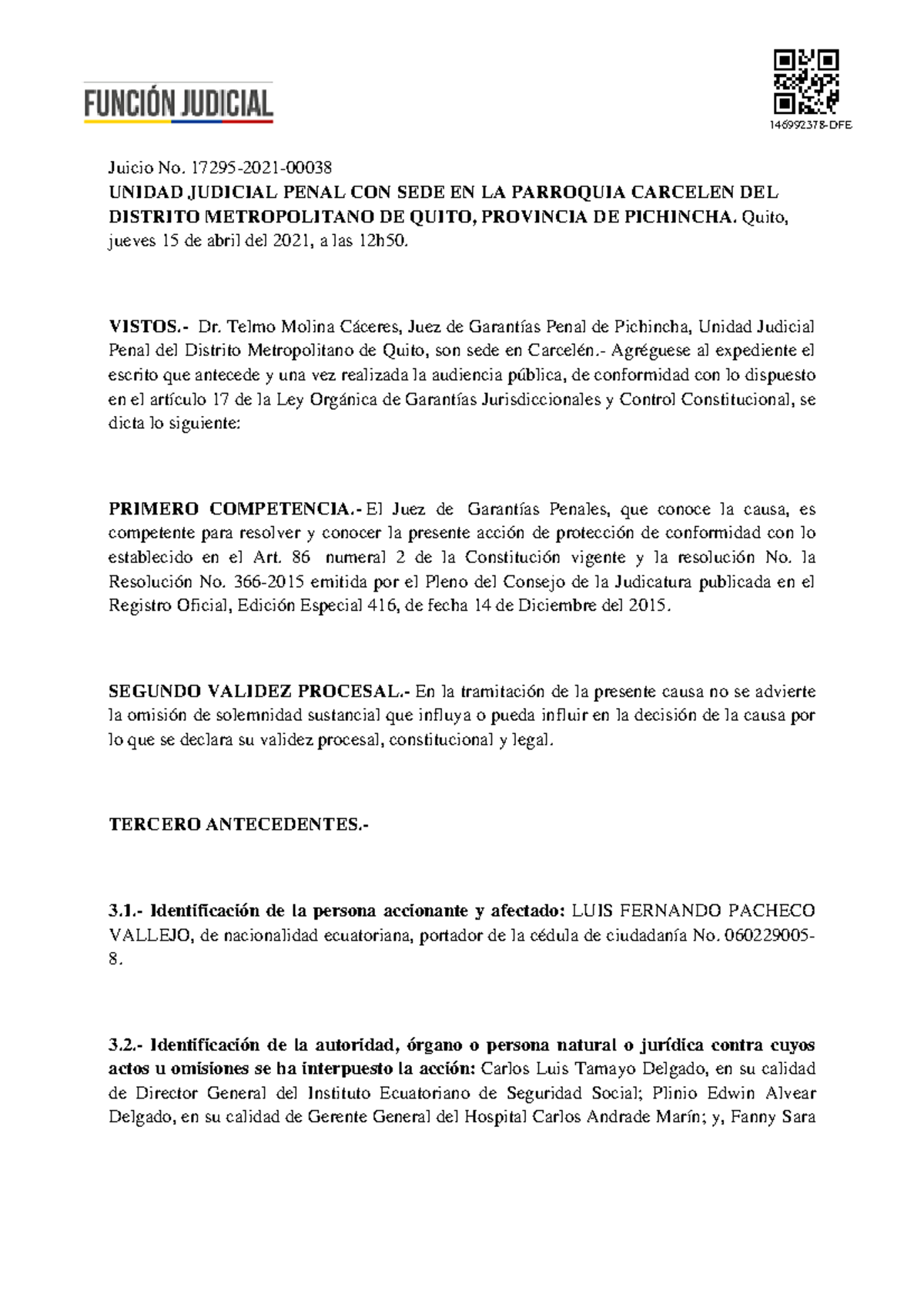 Acción de protección acceso a medicamentos IESS - Juicio No. 17295-2021 ...