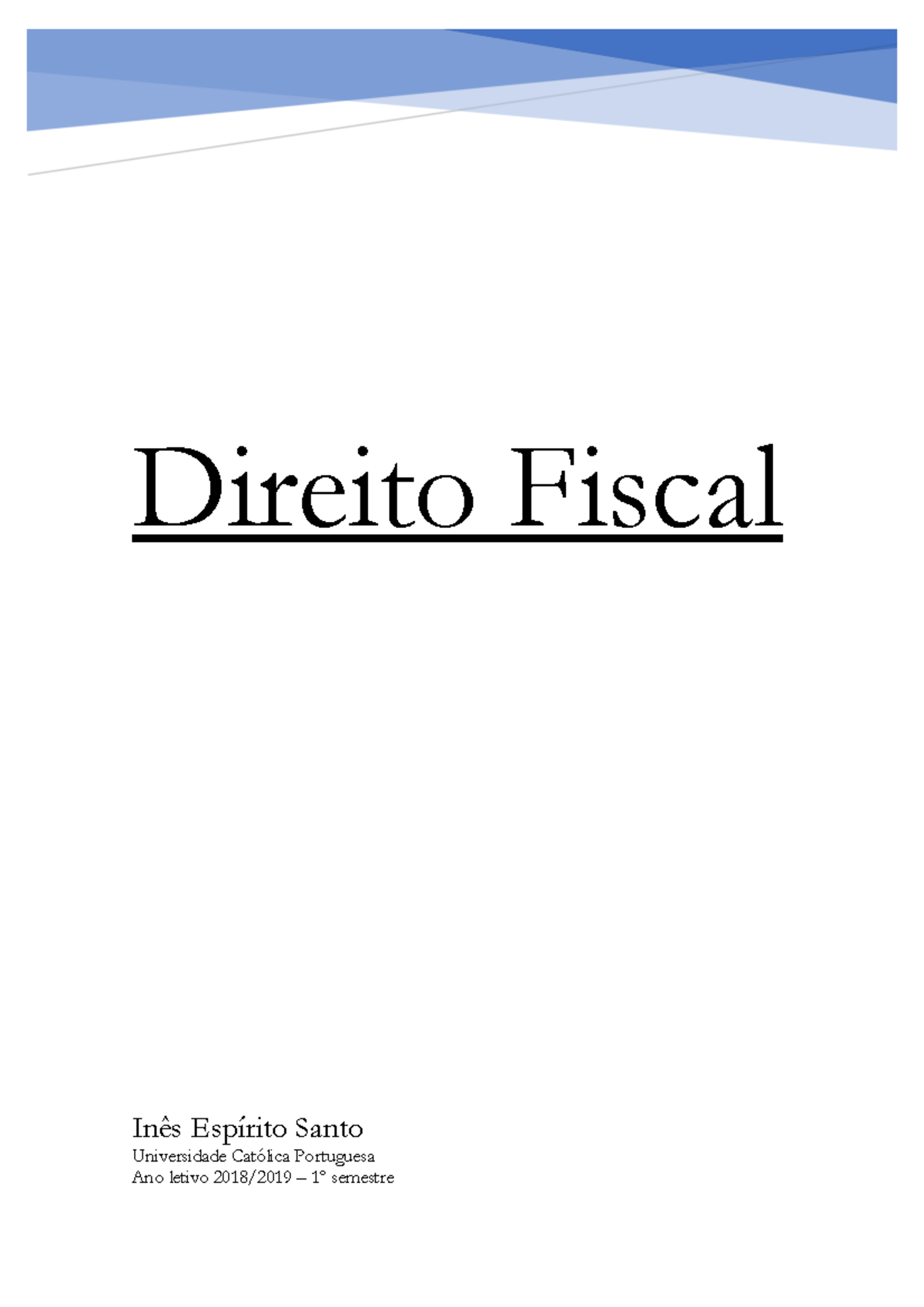 Resumos Direito Fiscal - Direito Fiscal Santo Universidade Portuguesa ...
