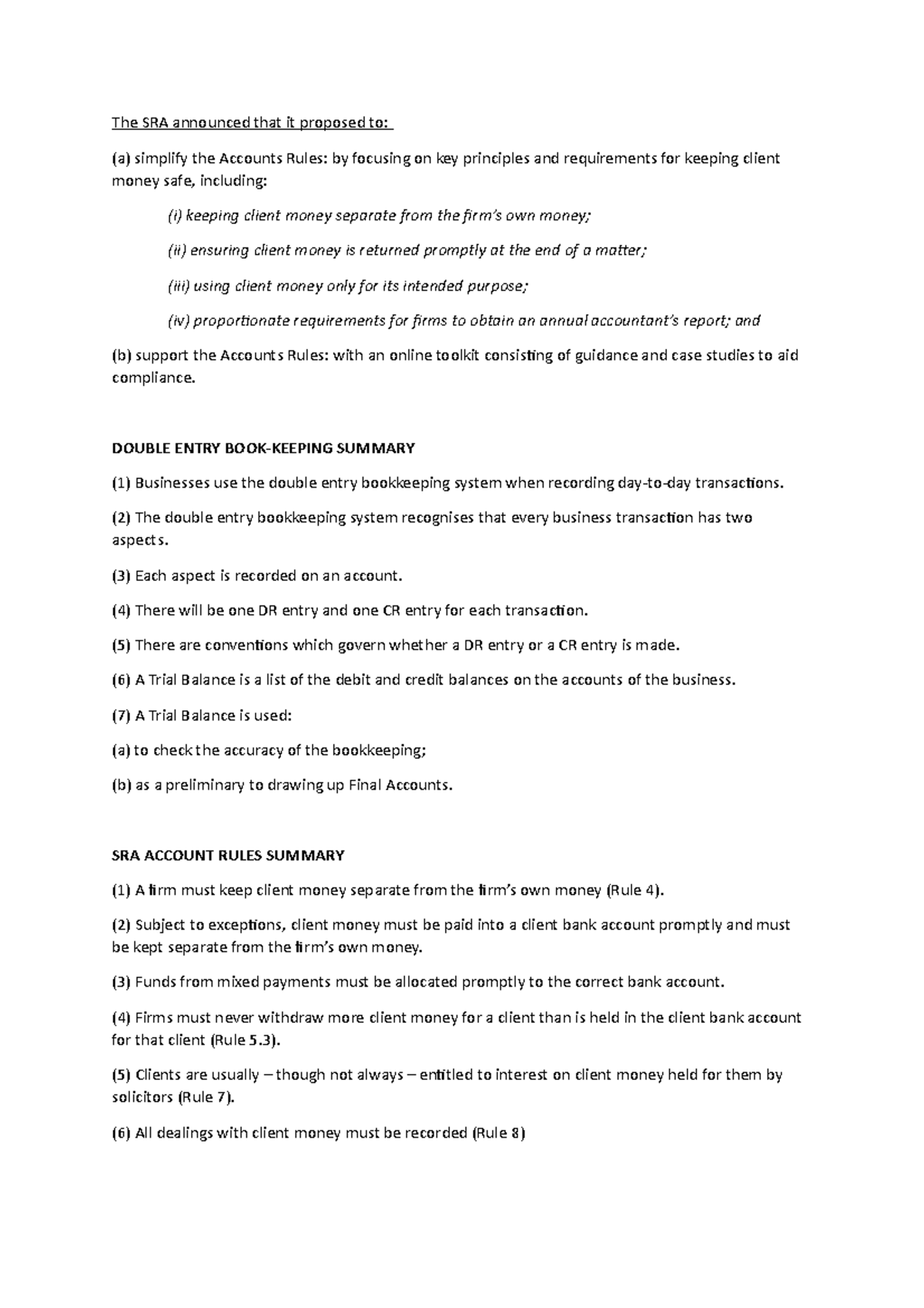 Textbook summaries - The SRA announced that it proposed to: (a ...