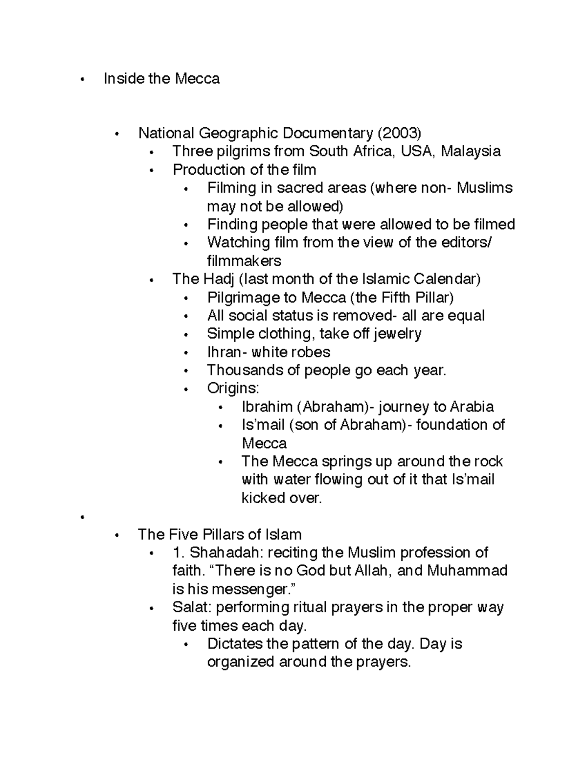 Inside the Mecca - Lecture notes 4-5 - Inside the Mecca National ...