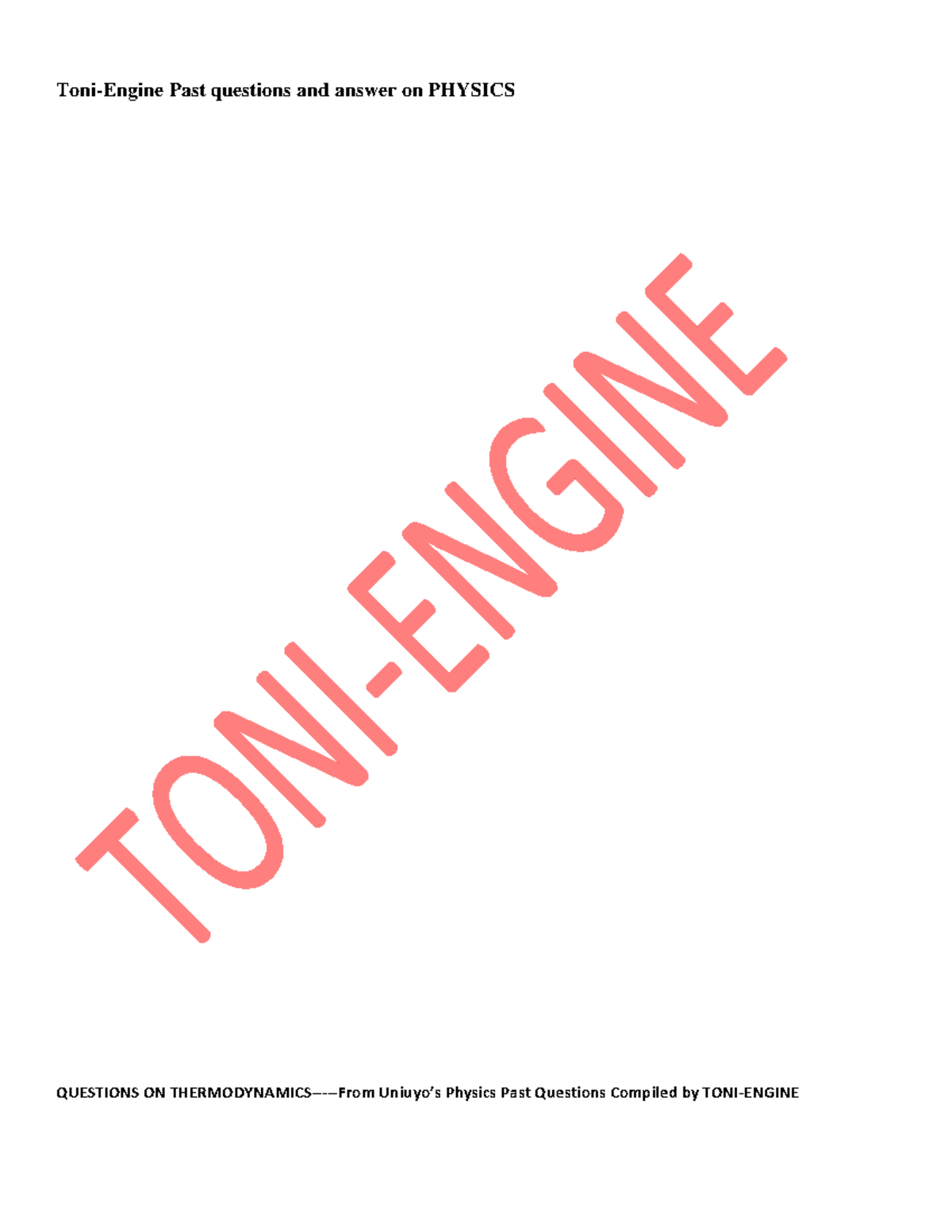 Toni Engine compiled physics questions 2 - Toni-Engine Past questions ...