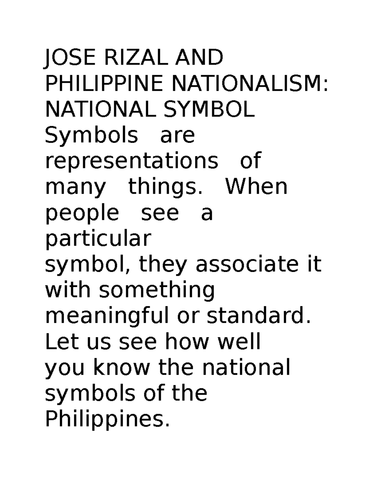 JOSE Rizal AND Philippine Nationalism - JOSE RIZAL AND PHILIPPINE NATIONALISM: NATIONAL SYMBOL ...