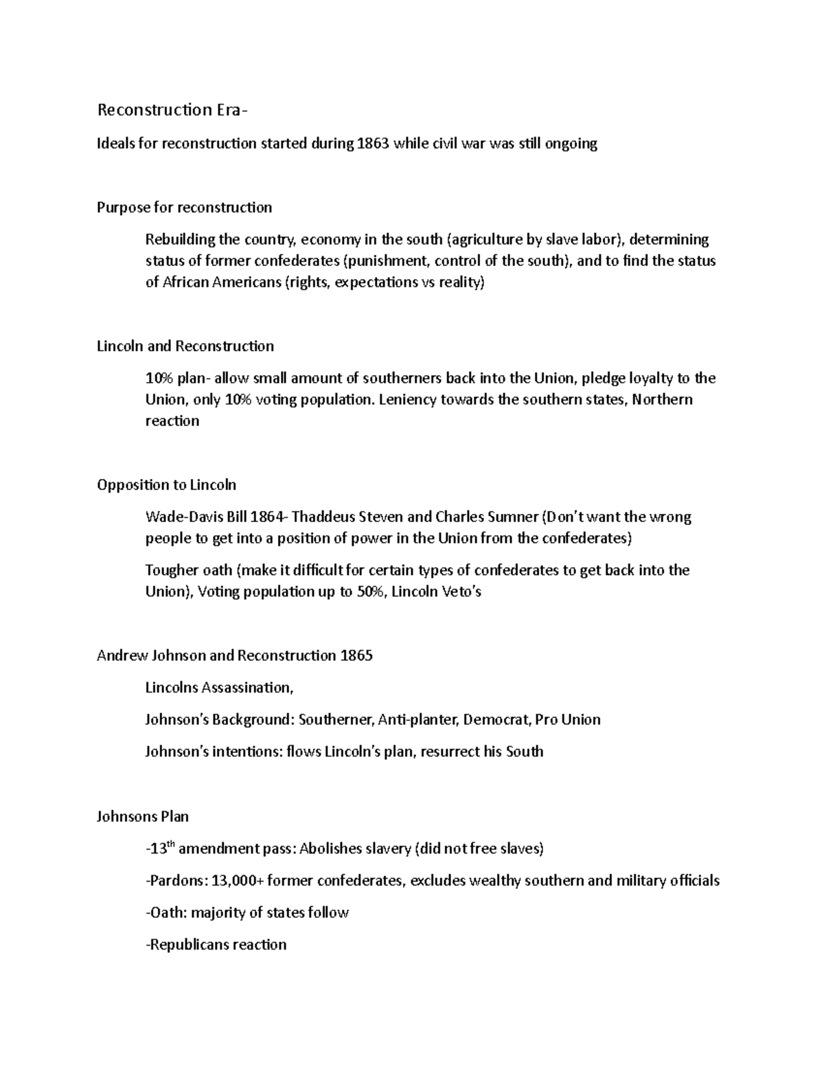 Reconstruction Era - Reconstruction Era- Ideals for reconstruction ...