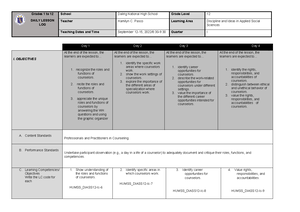 DLL DISS WEEK 4 - DLP - DAILY LESSON LOG DISCIPLINES AND IDEAS IN THE ...