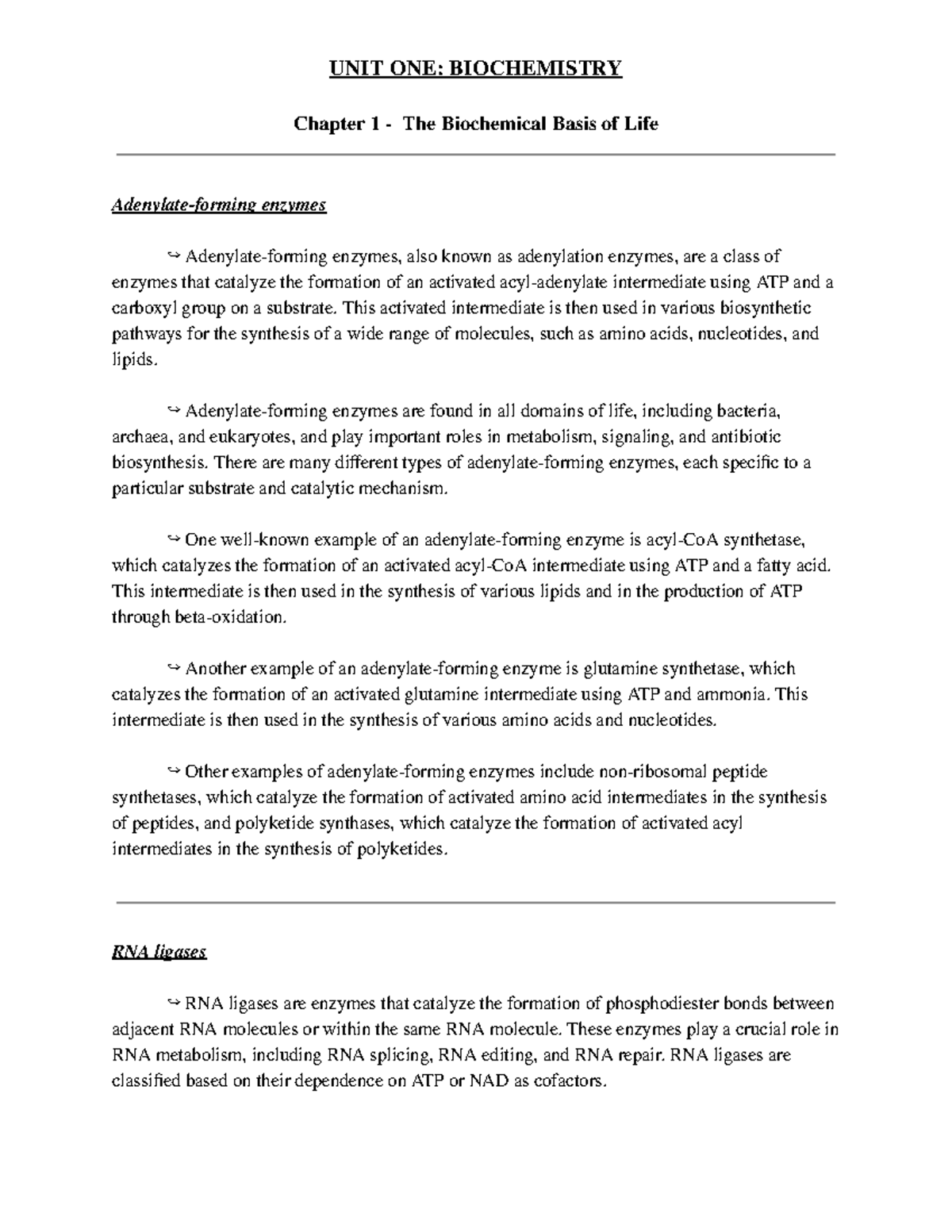 Biochemistry Chapter 1 Section 6 Pt 23 - UNIT ONE: BIOCHEMISTRY Chapter ...