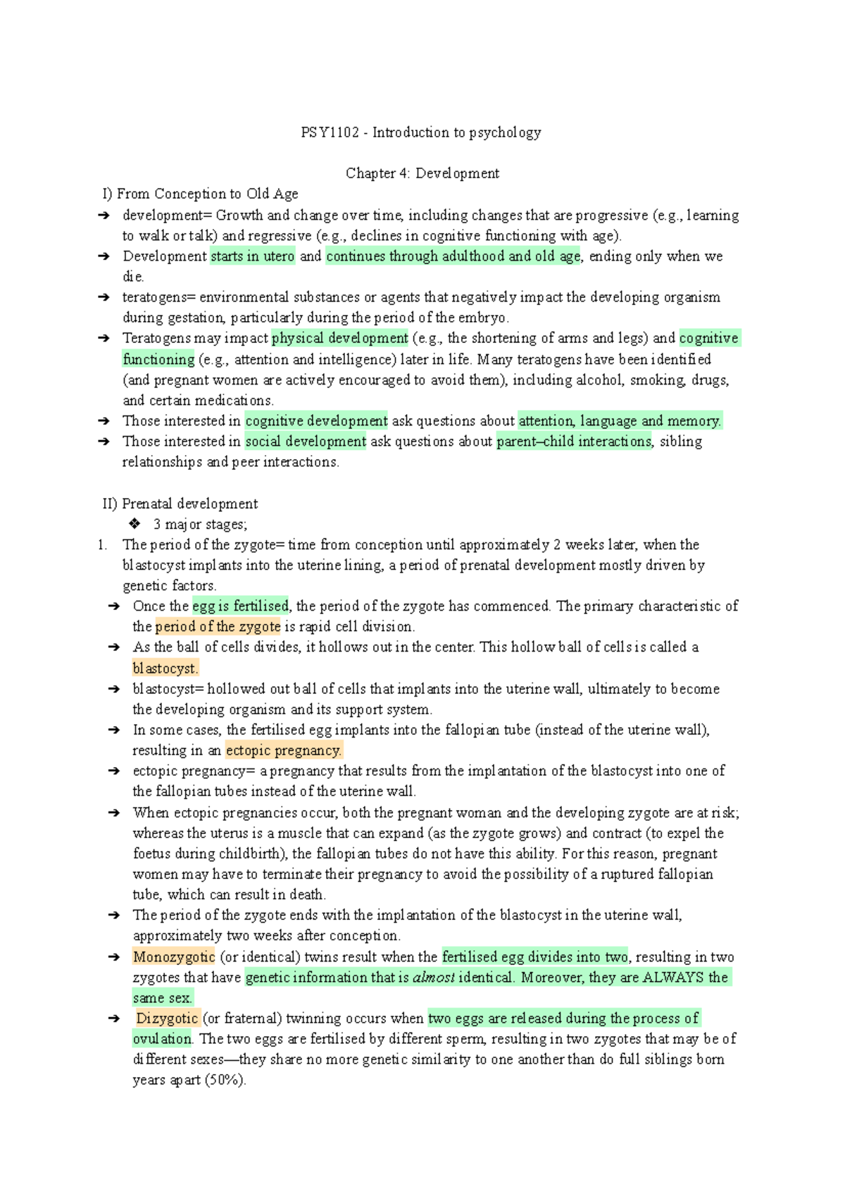 PSY1102 Chap4 - summary from textbook - PSY1102 - Introduction to ...