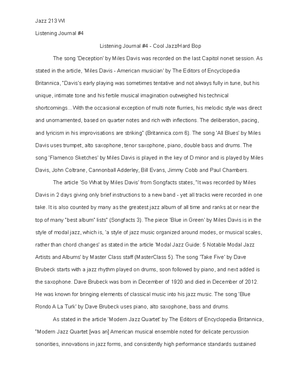 Listening Journal #4 - The instructor for this course was Amanda ...
